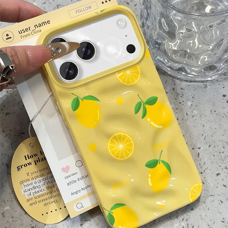 Летний чехол для телефона в лимонных тонах для iPhone 17 16 15 14 13 12 11 iPhone 16 Pro Max, Style5