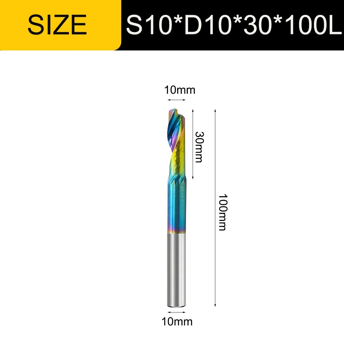 Концевая фреза Vsharp HSS-E 8/10 мм для алюминия 10x10x30x100