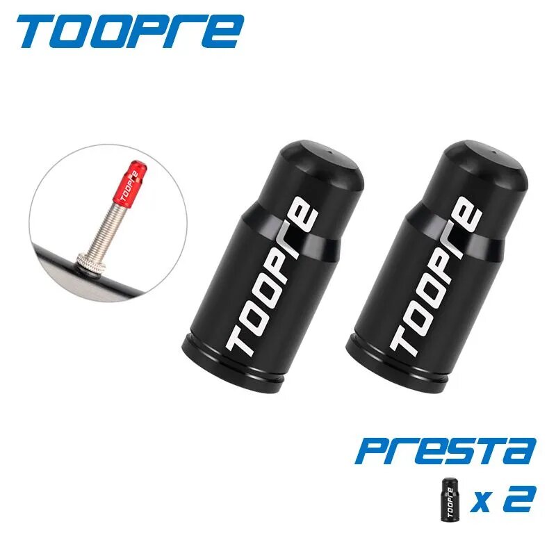 Колпачки TOOPRE на ниппель PRESTA, черный цвет, 2 шт