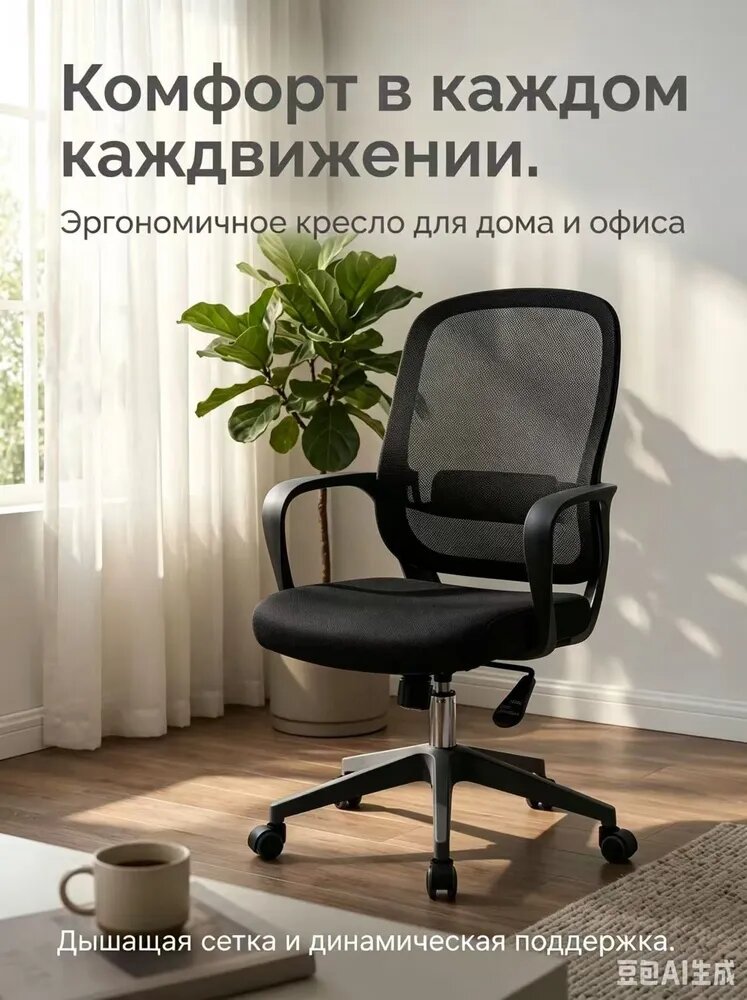 Офисное кресло, Компьютерное школьное кресло на колесиках Office Staff для работы за компьютером ПК. Взрослый крутящийся офисный стул для школьника, руководителя с ортопедической спинкой、черный