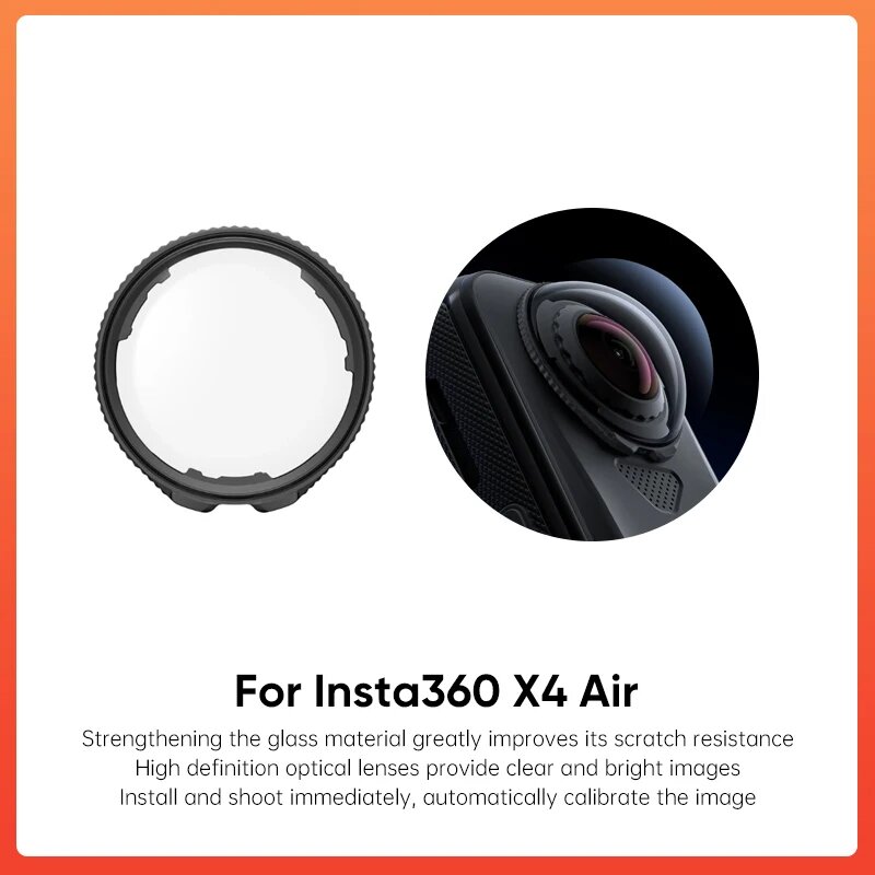 Защитные накладки для объектива Insta360 X4 Air Standard. Просто закручивайте, чтобы установить и снять. Оригинальные аксессуары для Insta360 X4 Air.