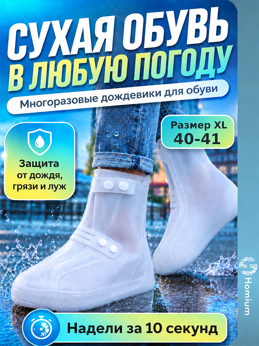 Защитные чехлы для обуви Homium, размер XL, цвет белый