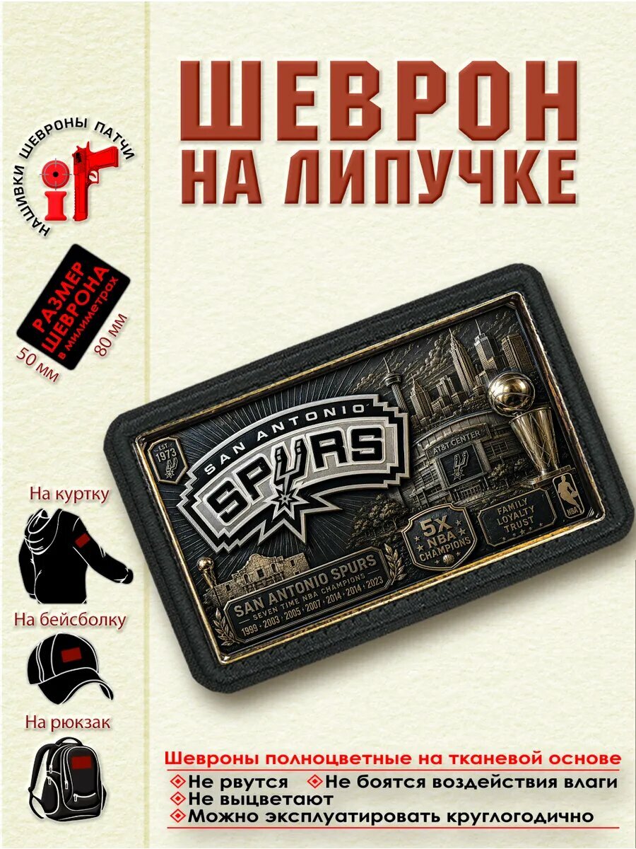 Шеврон на липучке "НБА San Antonio Spurs" dtf