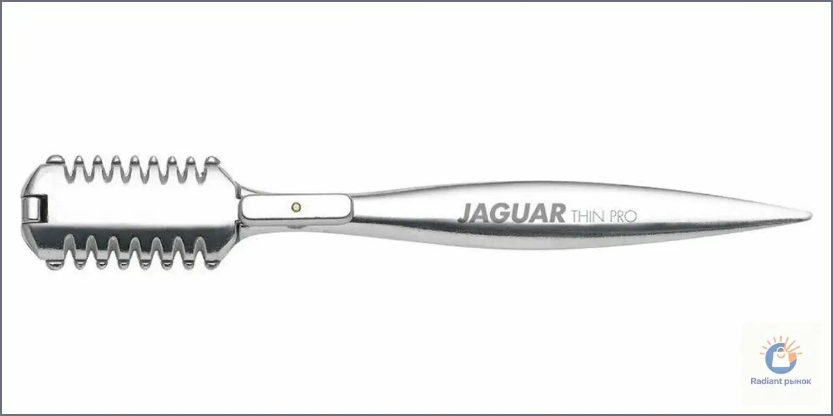 Парикмахерская двусторонняя филировочная бритва JAGUAR THIN PRO металлическая, серебристая 4001