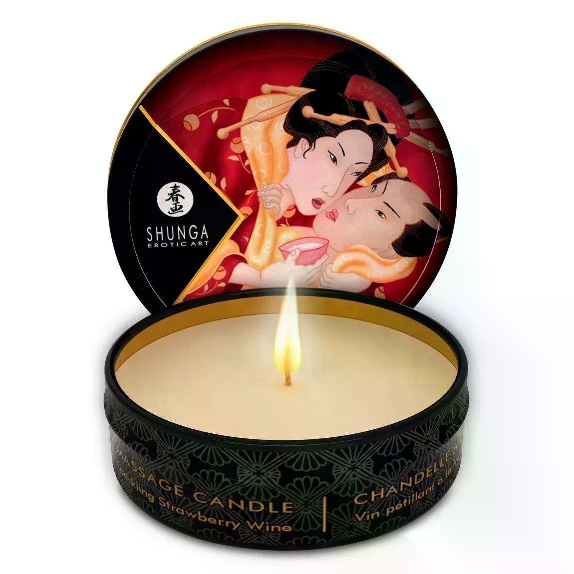 14610 Shunga Massage Candle Sparkling Strawberry Wine, 30 мл. Массажная свеча, клубничное вино
