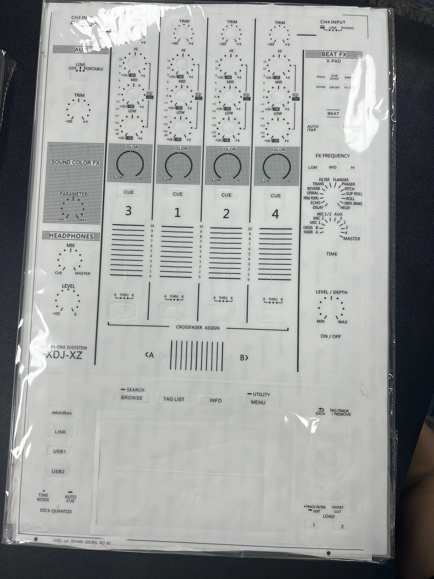 Наклейка на пленку Pioneer XDJ-XZ, желтый, ПВХ