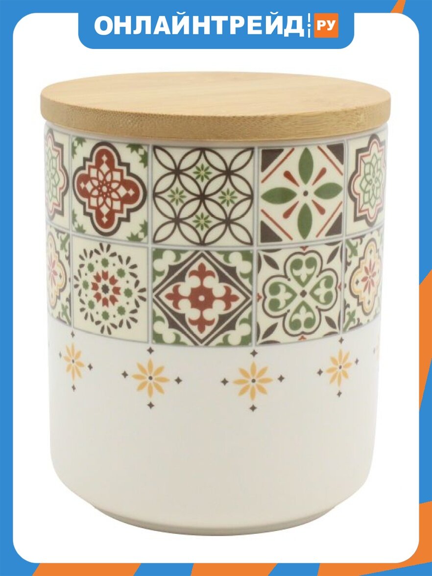 Банка Prima Collection Касабланка 600 мл, с бамбуковой крышкой, доломит (PC72C600)