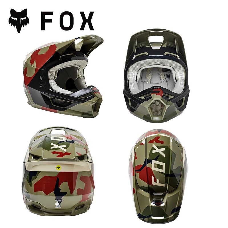 FOX RACING V1 V2 Готовый внедорожный шлем DOT/ECE Двойной сертифицированный MIPS XL, Camo Green