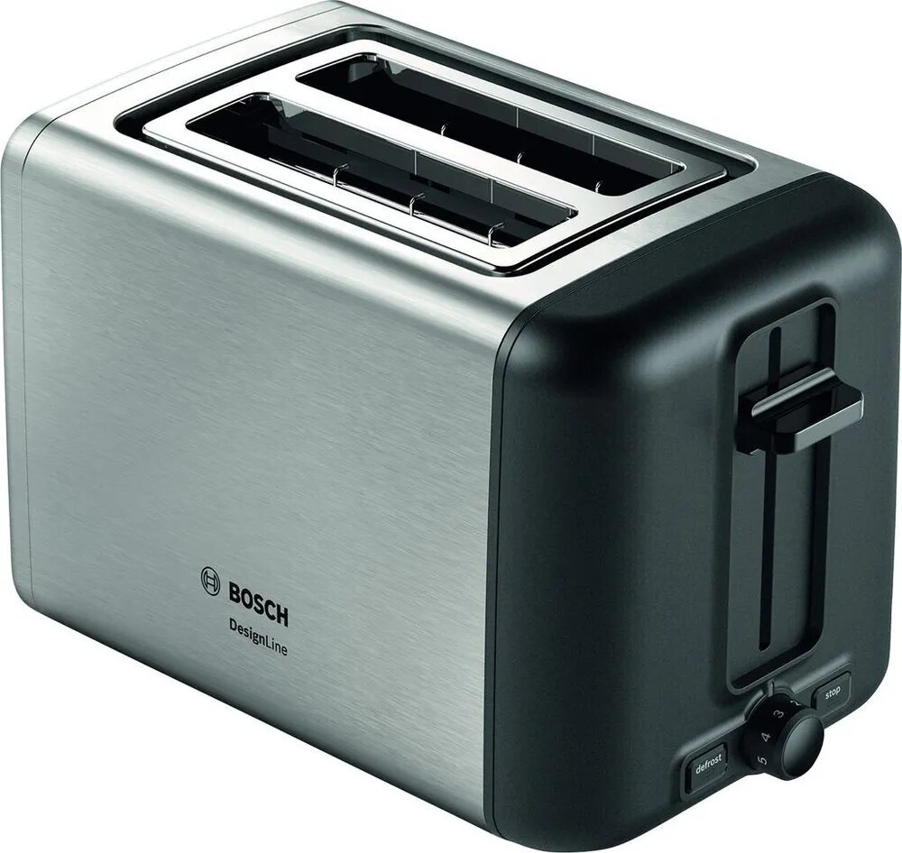 Bosch Тостер TAT3P420 970 Вт тостов - 2, серый металлик