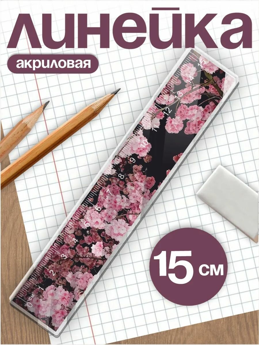 Канцелярия для школы линейка 15 см сакура эстетика