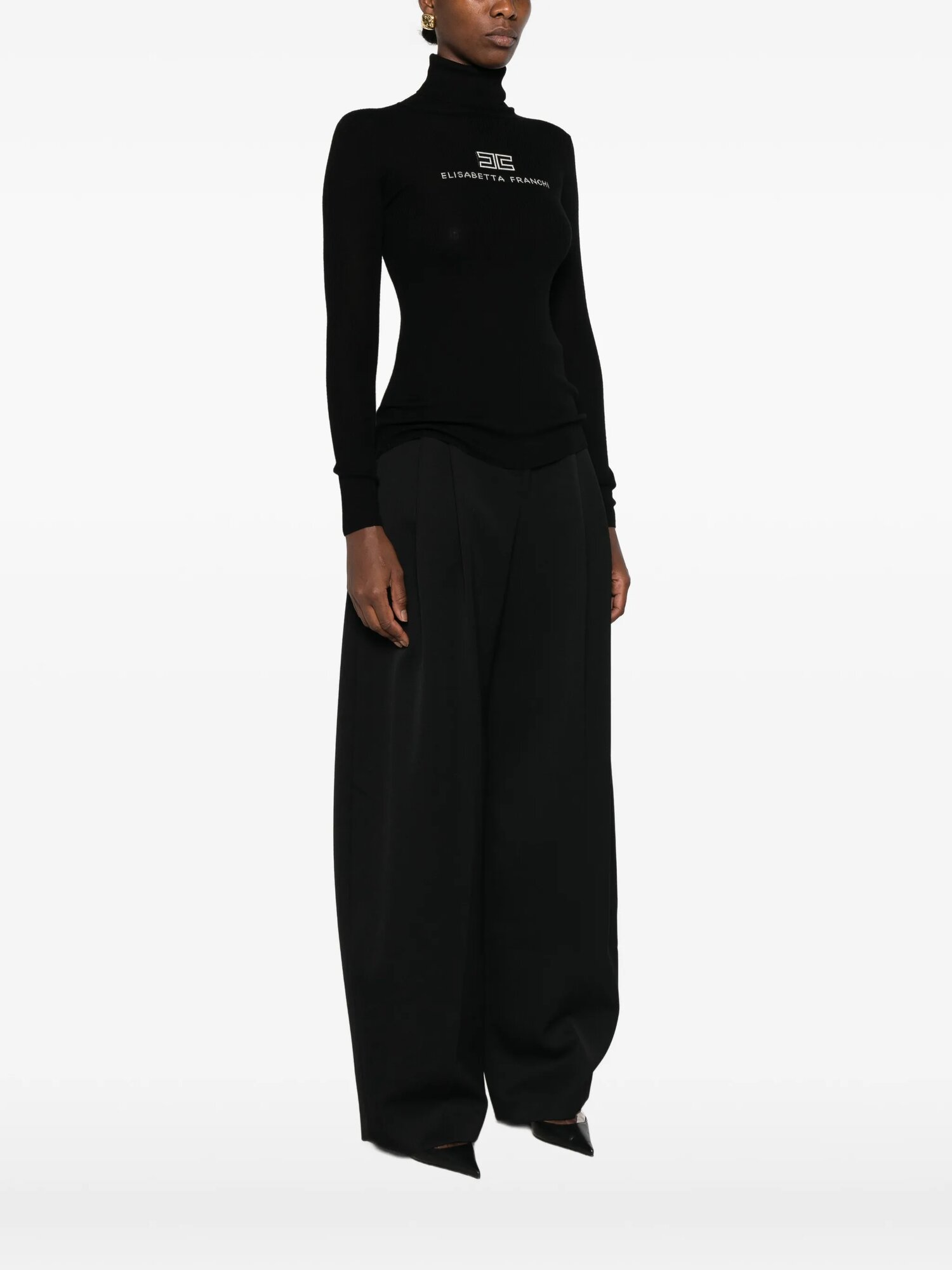 Свитер Elisabetta Franchi Logo-embroidered roll-neck sweater, размер 42 — фото 1