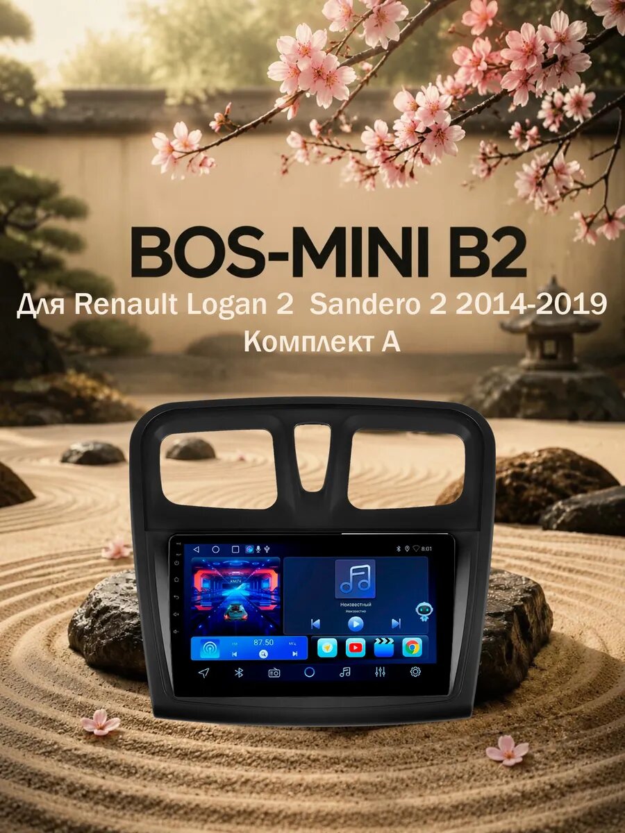 Магнитола для Рено Логан 2 Сандеро 2 Renault Logan 2 Sandero 2 2014-2019 2+64gb, Bluetooth, FM/AM, GPS