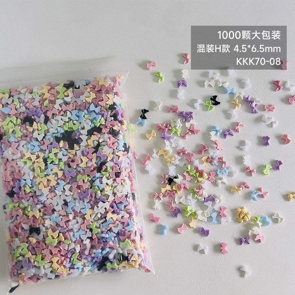 3D Сладкие Ленты Бабочка Наклейки для Ногтей 4.5x6.5мм Белые, 1000шт Оптом