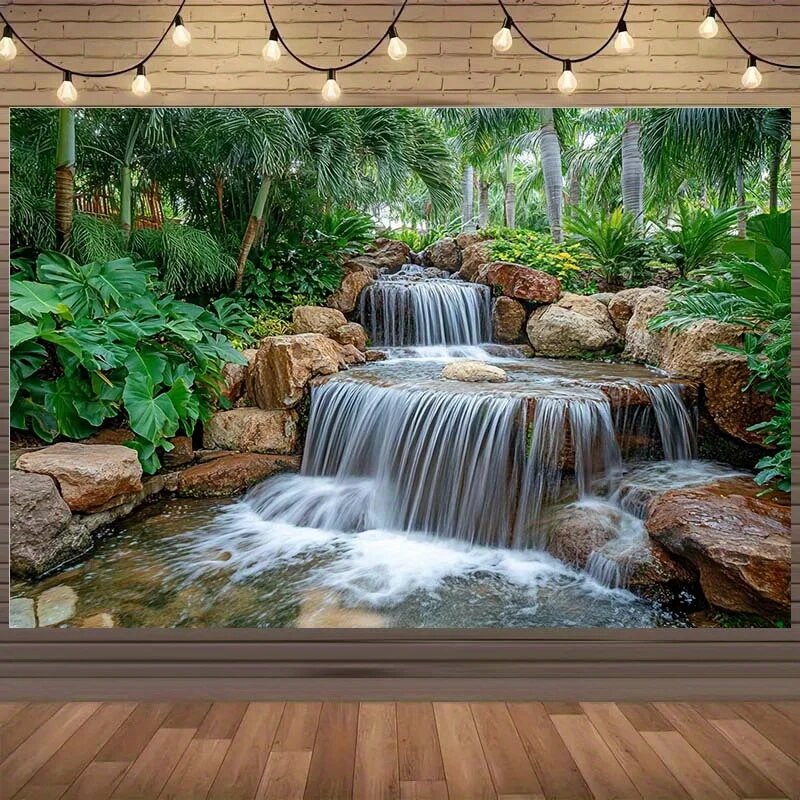 Гобелен «Тропический сад с водопадом» 100% полиэстер 150x100 см 180x280cm71x110in