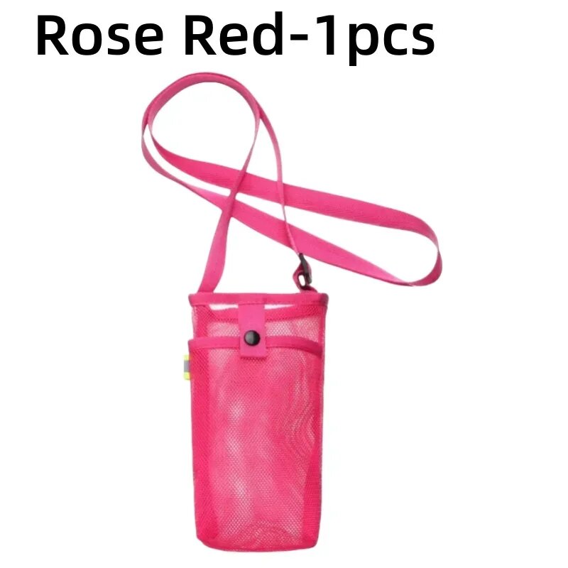 Сумка-держатель для бутылок сетчатая черная Розовый, Rose Red-1pcs