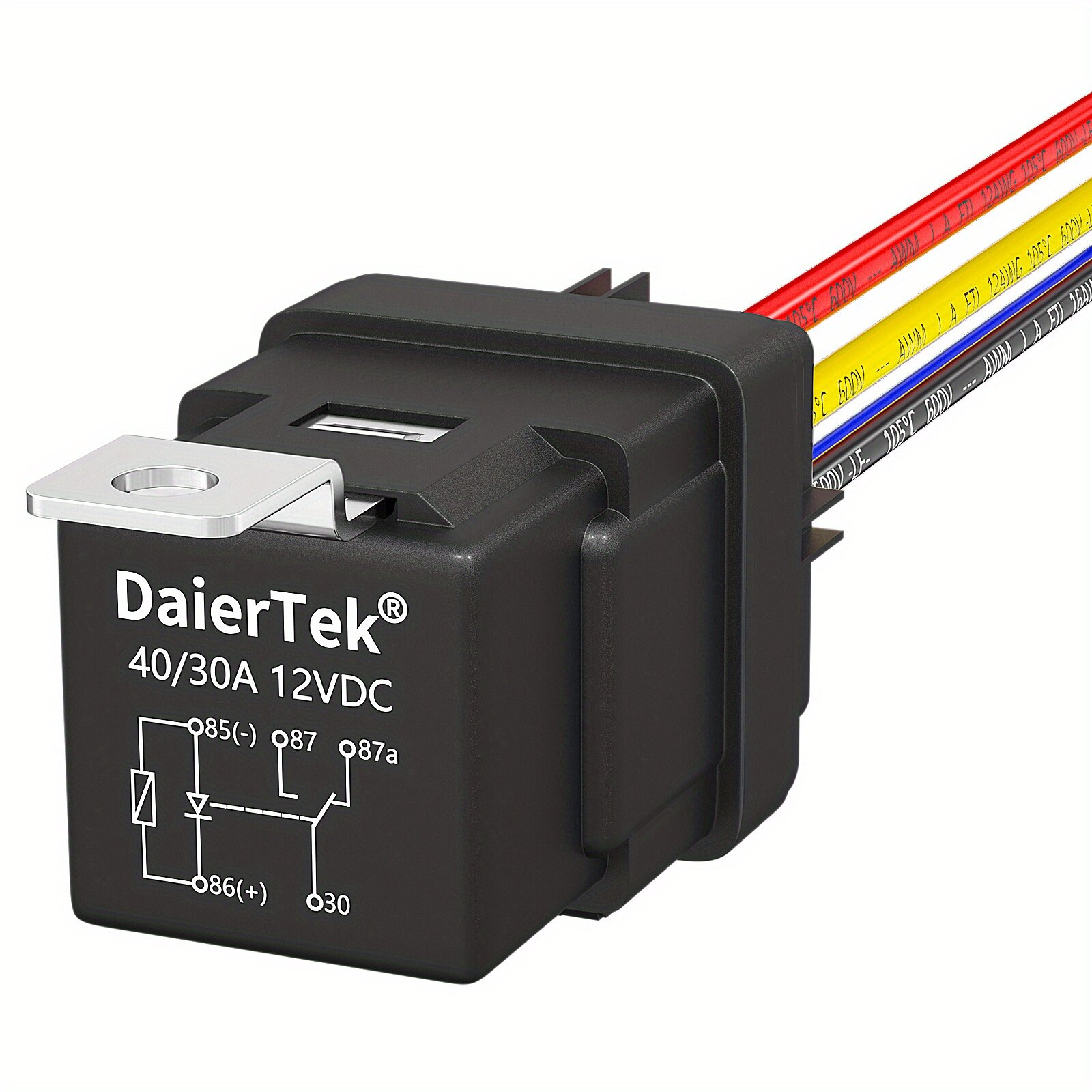 Реле 12V 30/40A 5-контактное SPDT с основанием и проводами