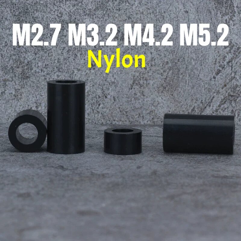 Проставочные шайбы из черного нейлона M2.7 M3.2 M4.2 M5.2 ID2.7(OD4)-200pcs, 8mm