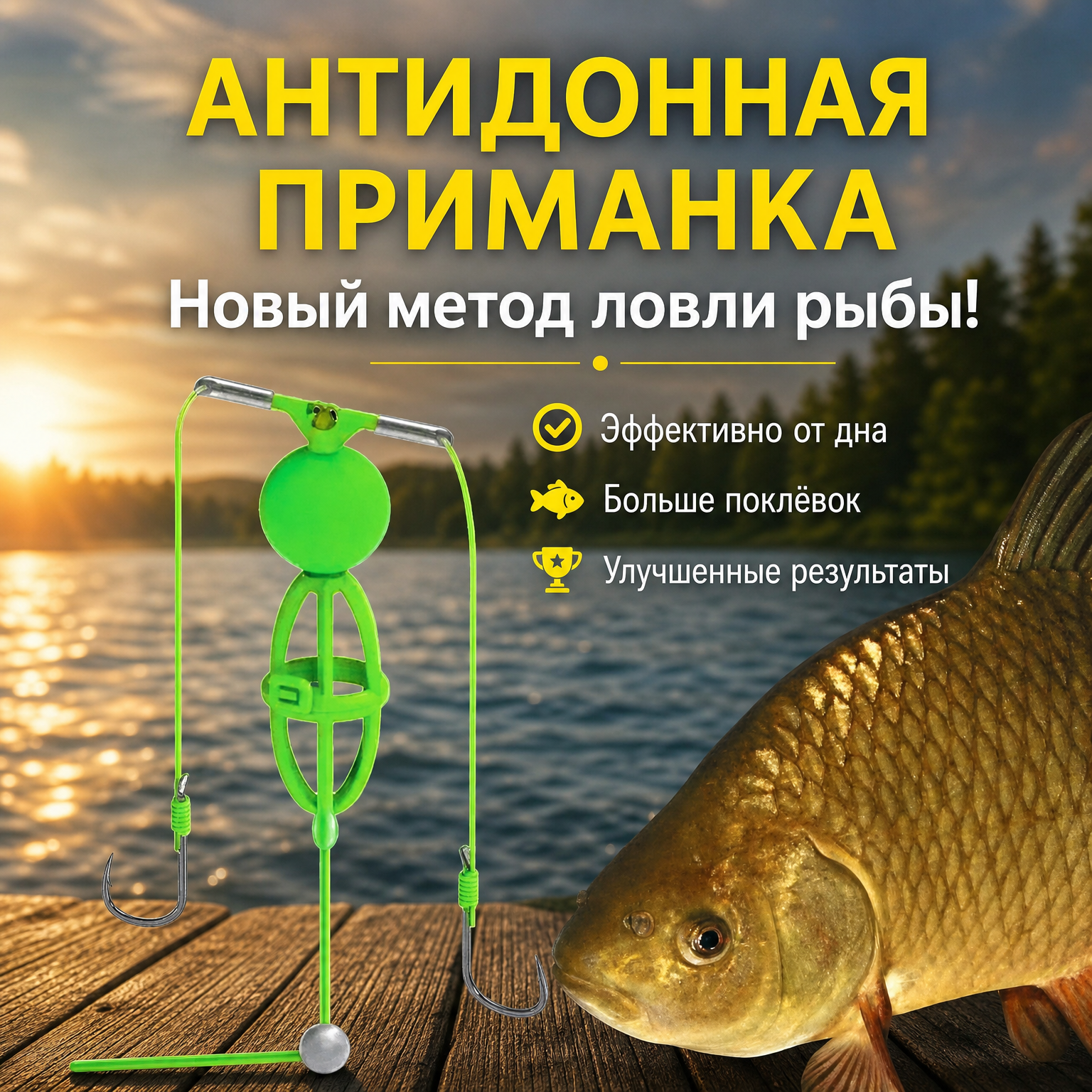 Антидонная приманка для рыбы. Фидерная кормушка, донка для карпа, Приманка для ловли карася (Цвет товара: зеленый)