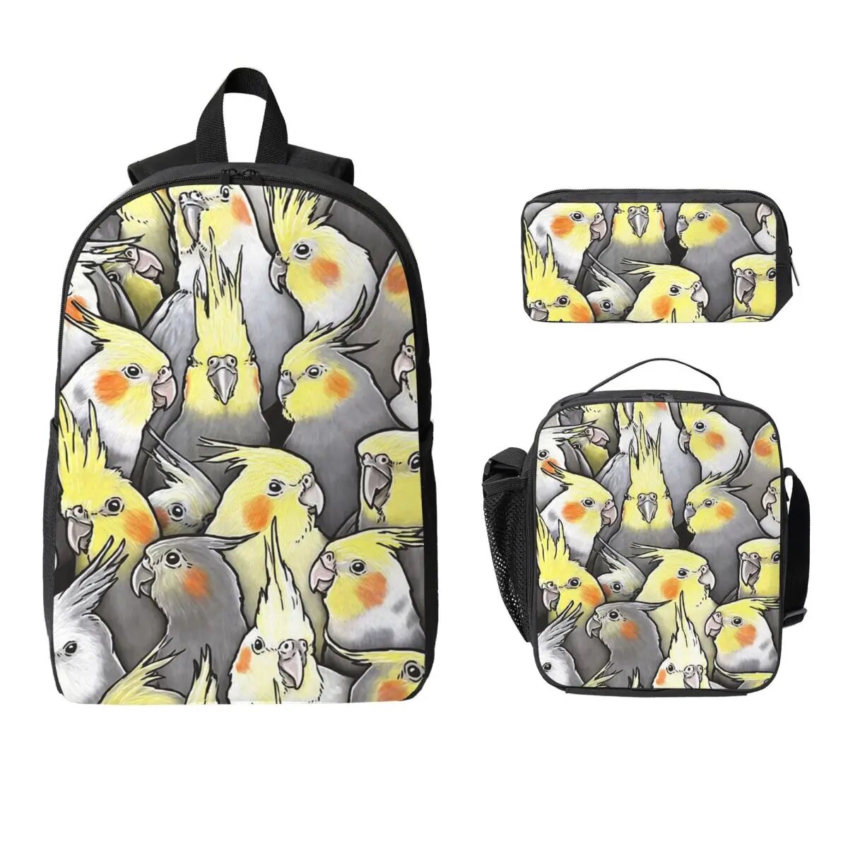 Рюкзак Cockatoo Cockatiel Parrot Galore, школьная сумка, сумка для компьютера, сумки через плечо, 3 шт, изолированная сумка для обеда, пенал