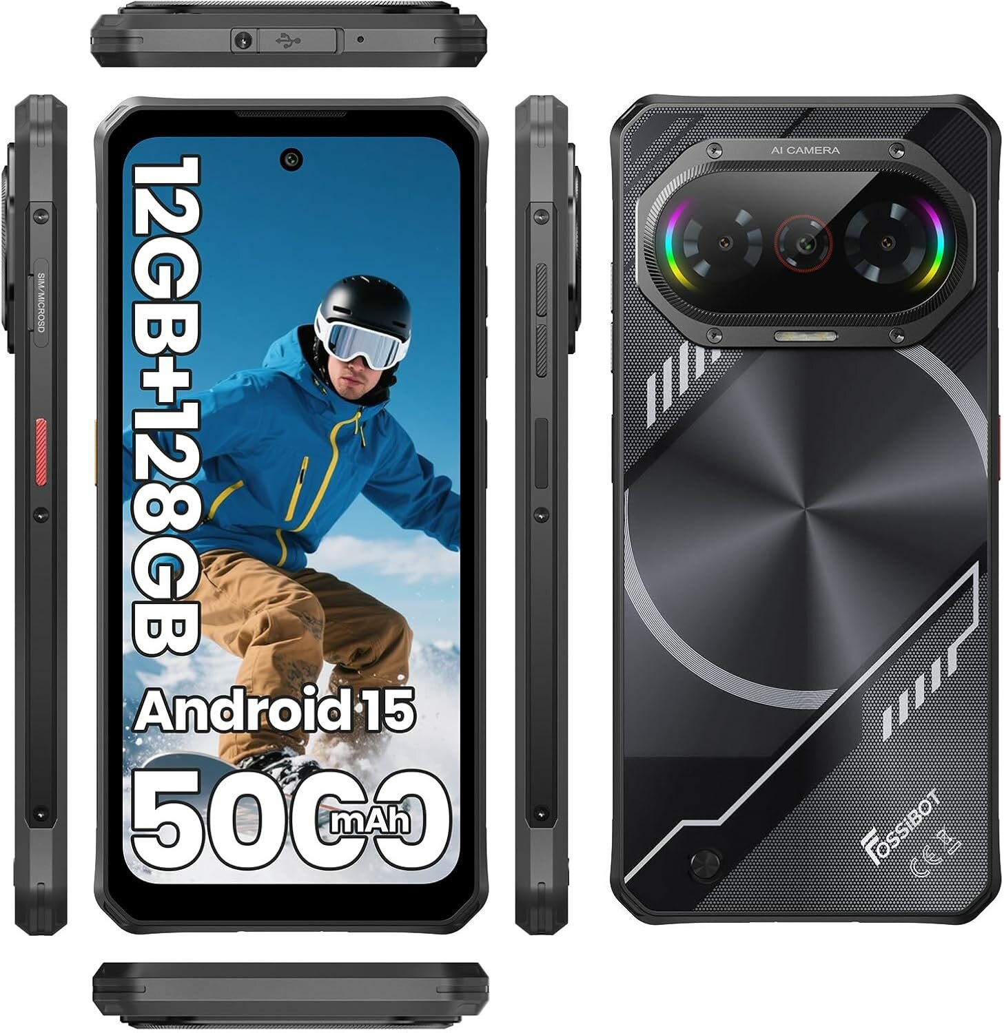 Защищенный смартфон FOSSIBOT F114, 6,67 дюйма, 16 (4+12) ГБ ОЗУ, 128 ГБ ПЗУ, 5000 мАч
