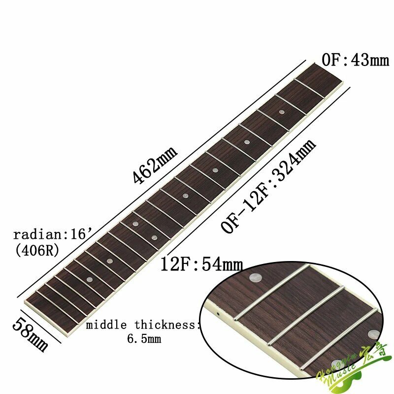 Гриф для акустической гитары HONGYIN, черный дерево, 650/648 мм, 20 ладов ROSE648-20Fretwire