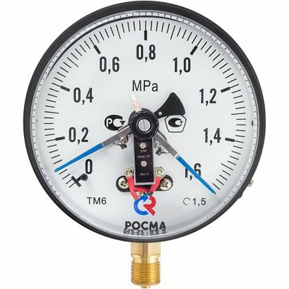 Манометр росма ТМ-610Р.05 радиальный (0-1.6МПа) М20х1.5 IP54 1.5, ДК150мм, с ЭКТ тип V, с DIN-разъемом D070-01569