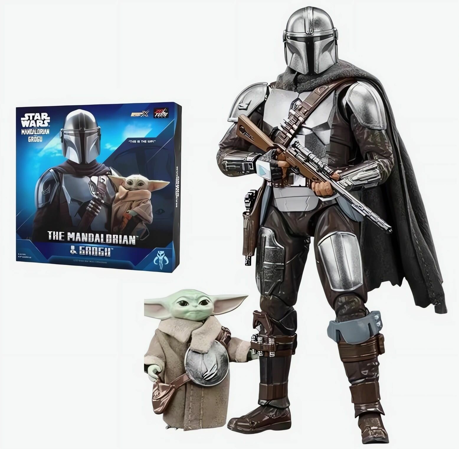 Kоллекционный набор фигурок с аксессуарами от "ZD TOYS". Серия STAR WARS (Звездные войны) Мандалорец/Дин Джарин + Грогу