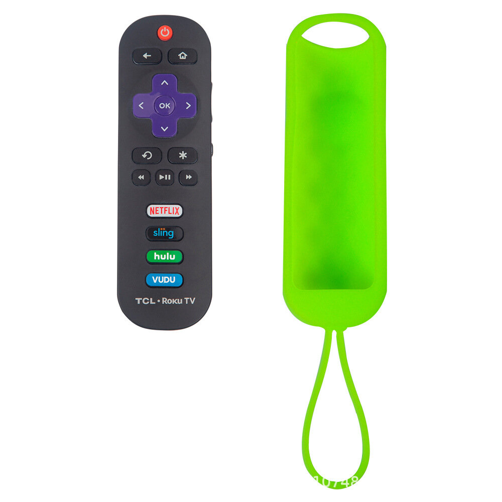 Прочный силиконовый заменяемый пульт ДУ для TCL Roku RC280TV - Неоново-зелёный, 14x4.6x1.9см, Анти-проскальзывание,