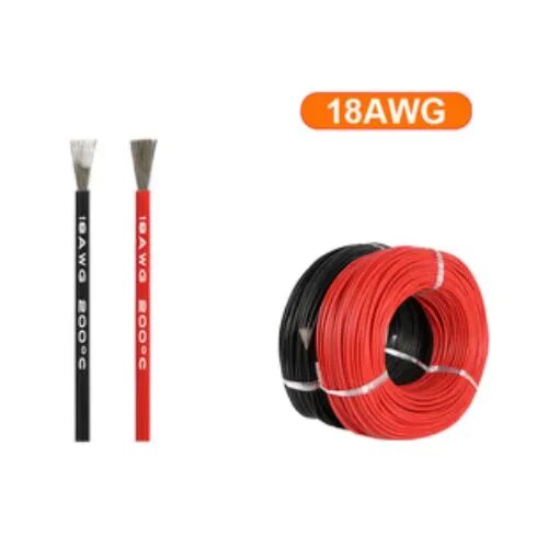 Силиконовый медный кабель 18 awg силовой (красный+черный по 2м)