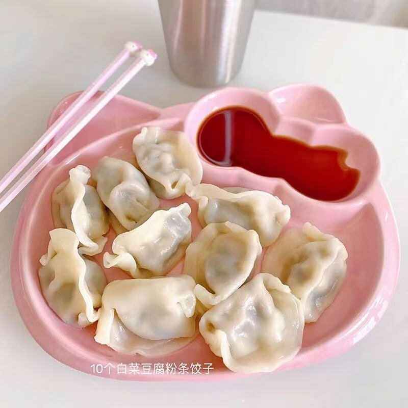 Термостойкая керамическая тарелка Hellokitty, розовая, 24*20 см, бытовая тарелка для ужина