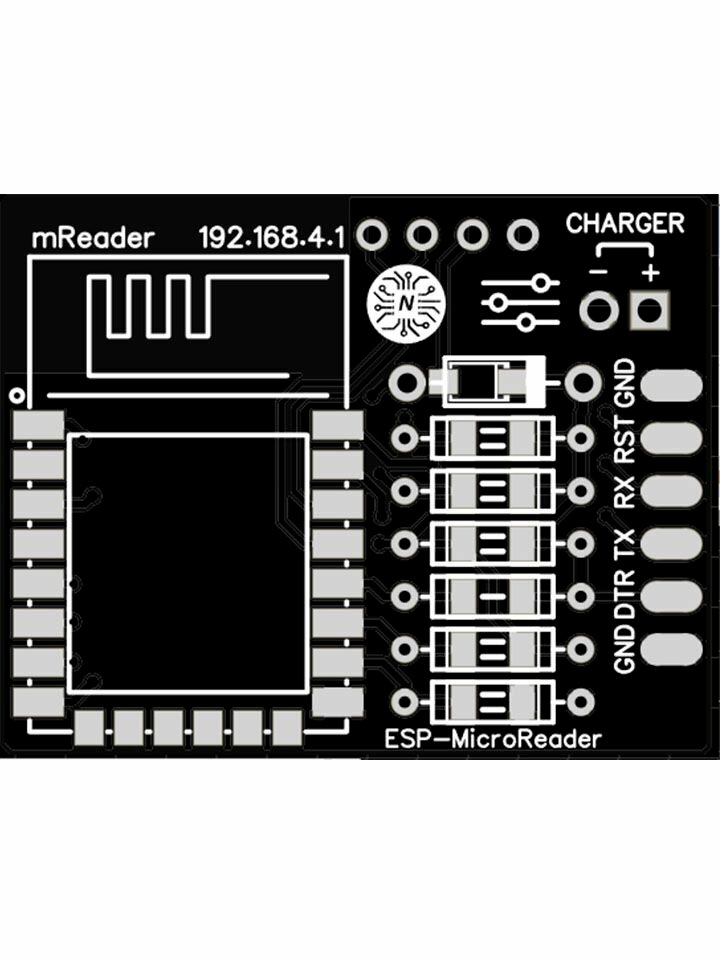 Плата для миниатюрной читалки microReader v1.2 на ESP12E. Автор Nich1con на базе проекта Alex Gyver. Черная