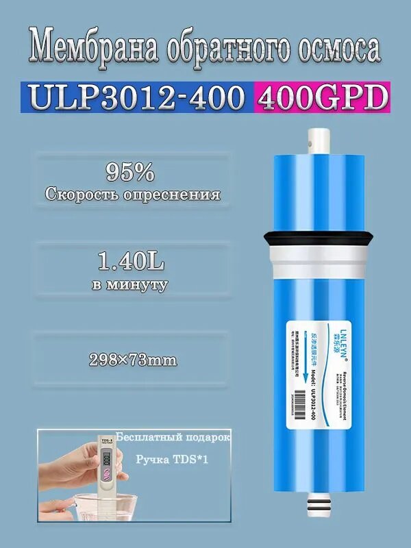 400GPD Мембрана обратного осмоса ULP3012-400/84 л на один час, совместима с другими марками
