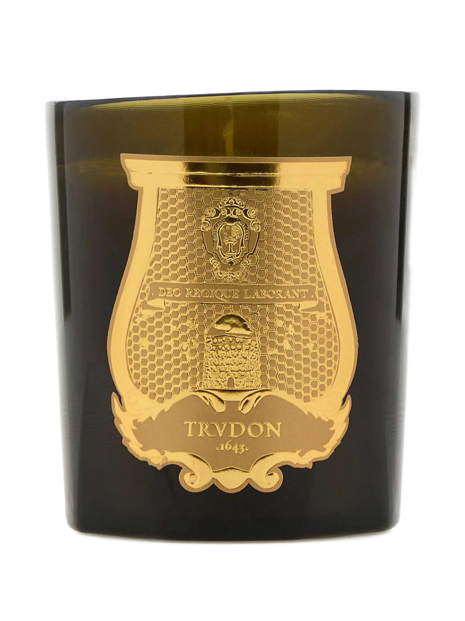 Свеча TRUDON OneSize, с логотипом, темно-зеленая, ручной работы, 100% воск, стекло, стакан