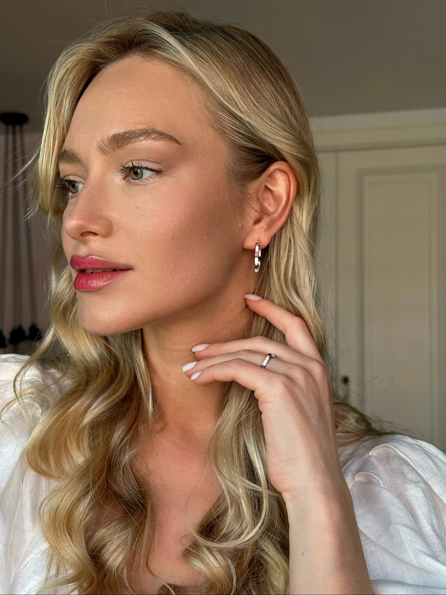 Серьги конго KAPLI jewelry, серебро, 925 проба, родирование, турмалин, размер 22 мм, длина 2.2 см, , серый, розовый, зеленый — фото 1