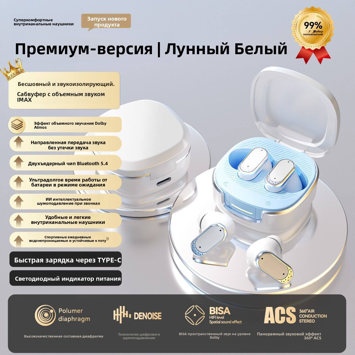 Наушники беспроводные A07 игровые внутриканальные с шумоподавлением ENC, приложением и низкой задержкой