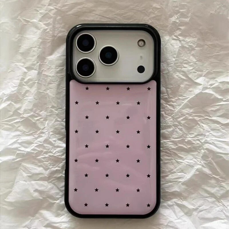 Корейский Розовый Чехол Для iPhone С Принтом В Горошек И Звездами, Креативный iPhone17 Pro Max