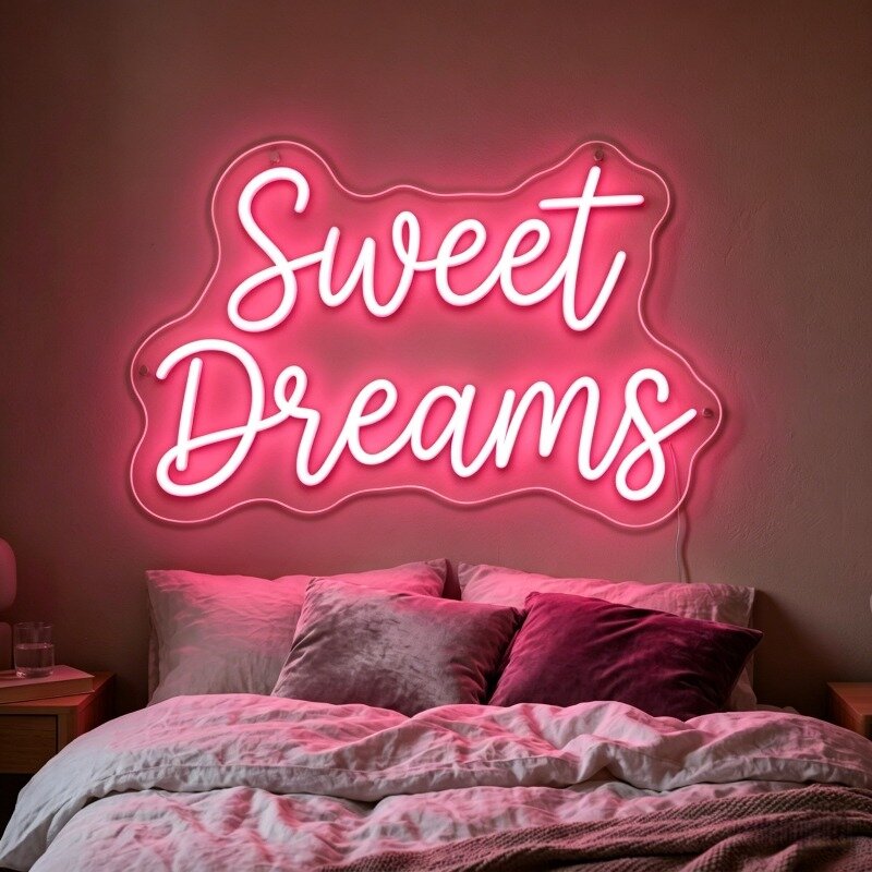 Неоновая светодиодная вывеска с надписью Sweet Dreams розово-красного цвета, 10 дюймов, питание от USB, настенный декор для спальни и кафе