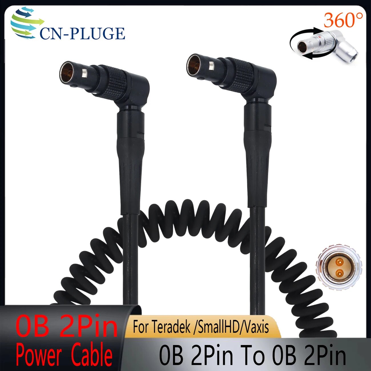 Кабель питания SZYingXian для Teradek, Vaxis, SmallHD 0B 2Pin - 0B 2Pin Spring Cable, Spring cable