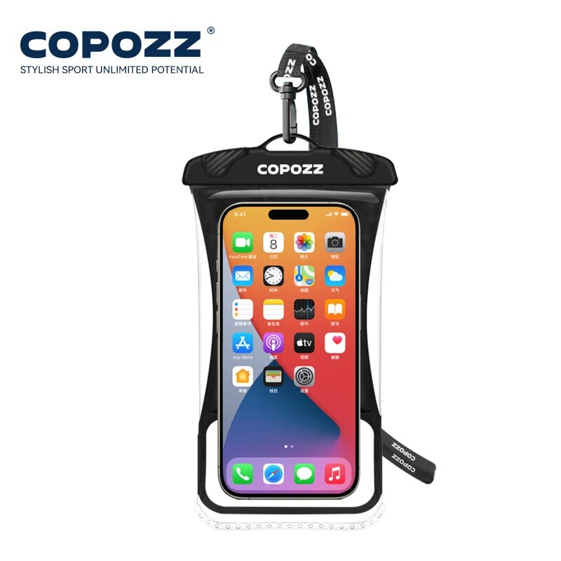 Водонепроницаемый чехол для телефона COPOZZ для катания на лыжах и сноуборде, Черный, Черный, Black
