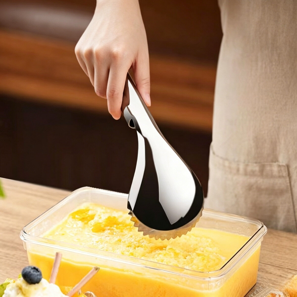 Ложка-лопатка для льда из нержавеющей стали, модель SlushSpoon, усиленная многофункциональная ручная ложка для мороженого, смузи, десертов и выемки фруктов и тыквы