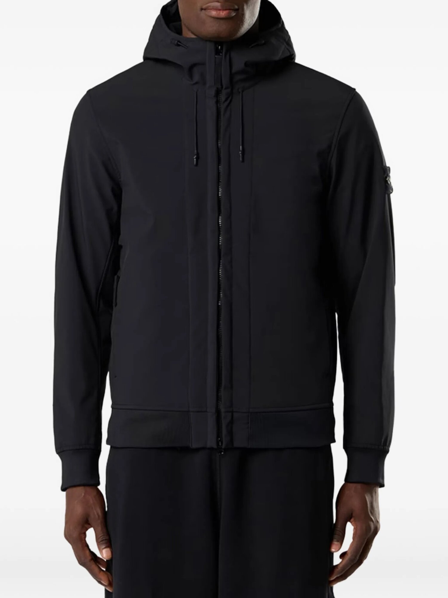 Куртка Stone Island Logo-patch hooded jacket, размер L, черный — фото 1