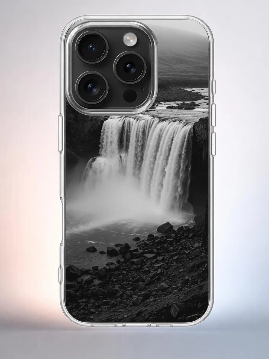 Чехол iPhone 15 Pro водопад широкий силиконовый