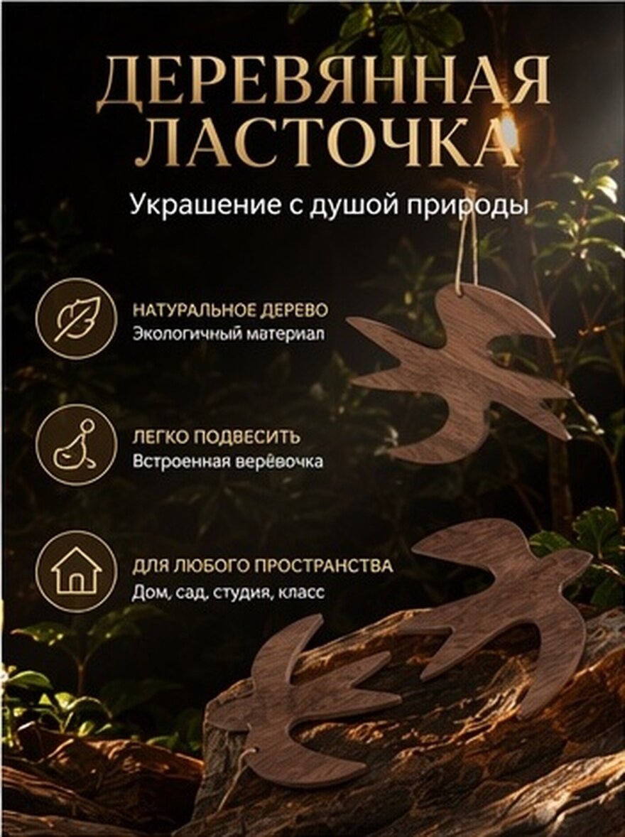 Декоративная Птица Ласточка Из Дерева Для Украсления Дома 14 50X13 20X0 90Cm