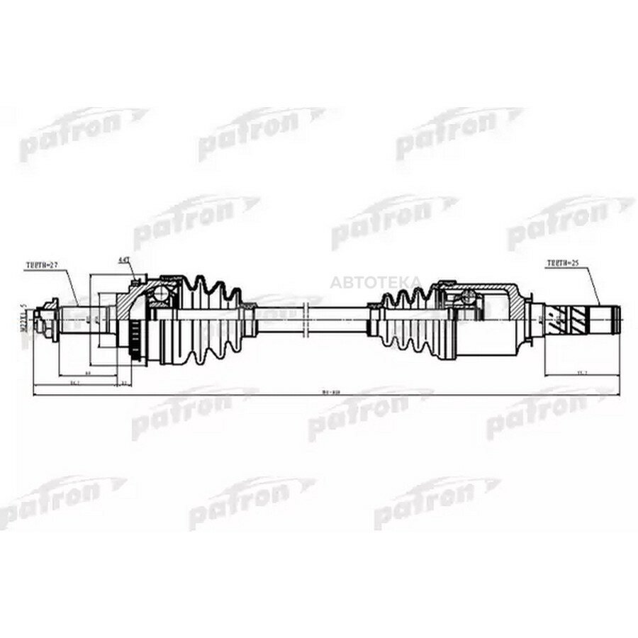 Вал SUBARU FORESTER/IMPREZA -05 привода лев. прав. PATRON PDS5528