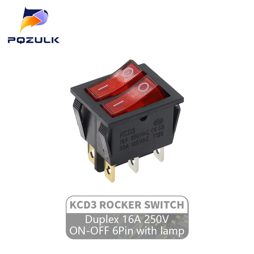 Водонепроницаемый двухпозиционный выключатель PQZULK 1PCS, 6Pin Red Light