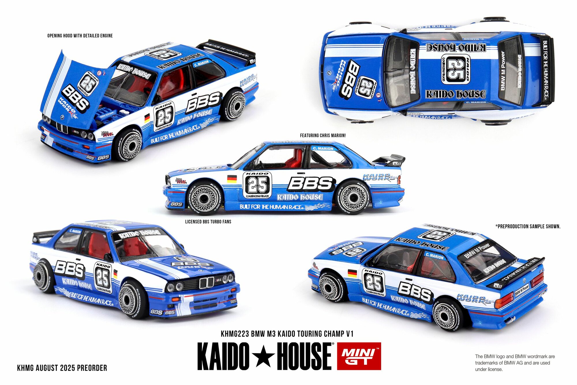 Коллекционная машинка Kaido House x MINI GT 1:64 BMW M3 Kaido Touring Champ V1 Blue white