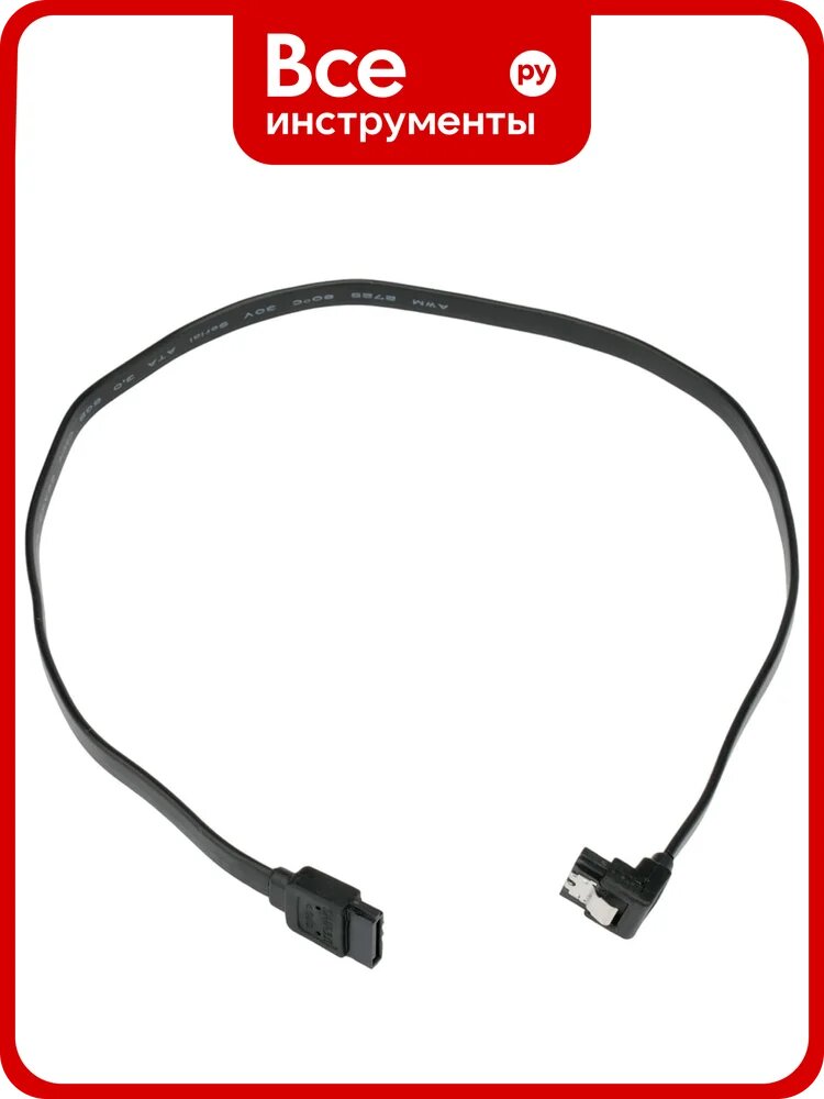 Интерфейсный кабель Cablexpert sata, sata3 7pin/7pin, 50см, мет. защелка, черный, пакет, CC-SATAM-DATA90-BL-50CM