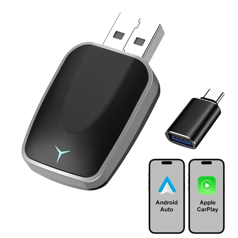 Беспроводной Адаптер 2-в-1 Для CarPlay И Android Auto, Bluetooth, Plug&Play, Автоматическое Подключение, Мини-бокс