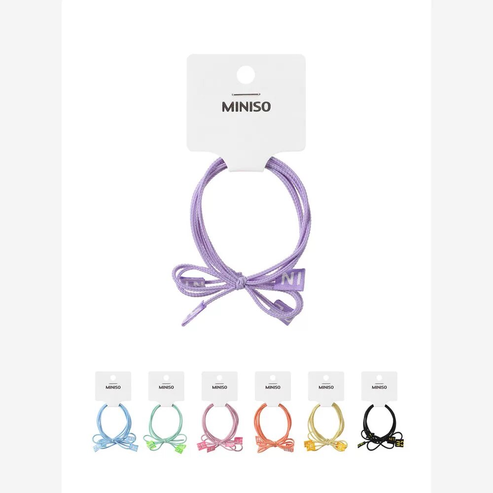 MINISO Набор из 2 резинок для волос с бантом и конфетными цветами для женщин - 2 эластичные ленты