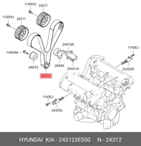 Приводной Ремень L 100См Org (Hyundai/Kia 243123E500)
